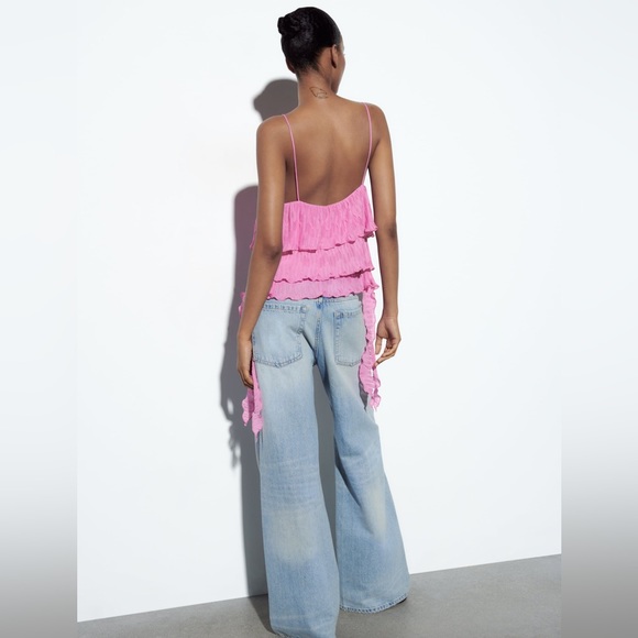 Zara | Tops | Zara Ruffled Pleated Top | Poshmark
